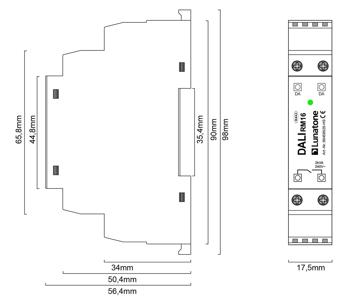 Lunatone DALI-2 RM16 DIN Rail – Synapsys-estore